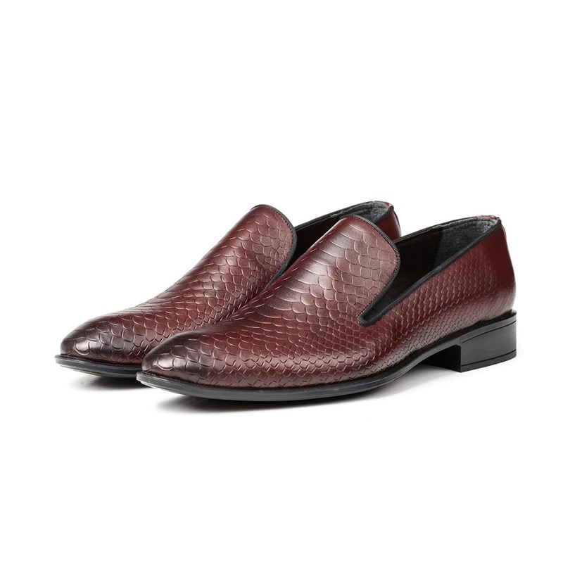 narmart - Ducavelli Men's Real Leather Embossed Shoes - Burgundy